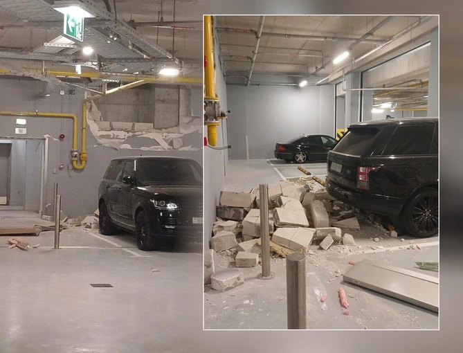 Ağ Şəhərdə baş vermiş partlayışda qarajın divarı uçub, "Range Rover"ə ...